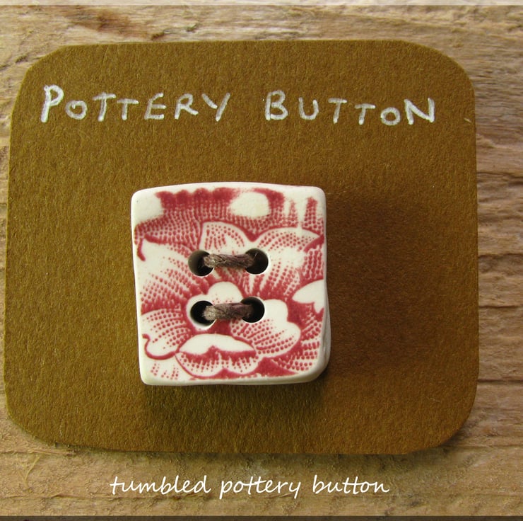 Home tumbled pottery button - Folksy