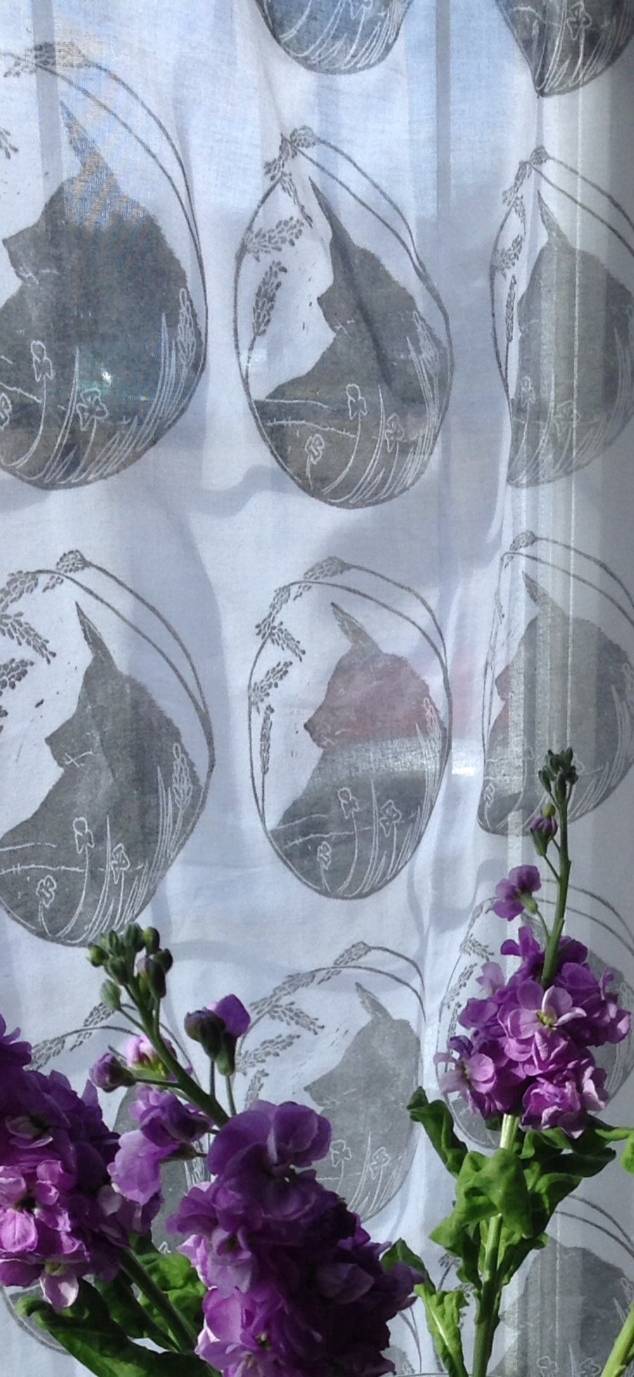 Hand Printed Voile Curtain Panel - Folksy