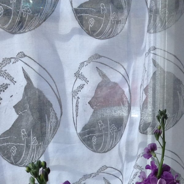 Hand Printed Voile Curtain Panel - Folksy