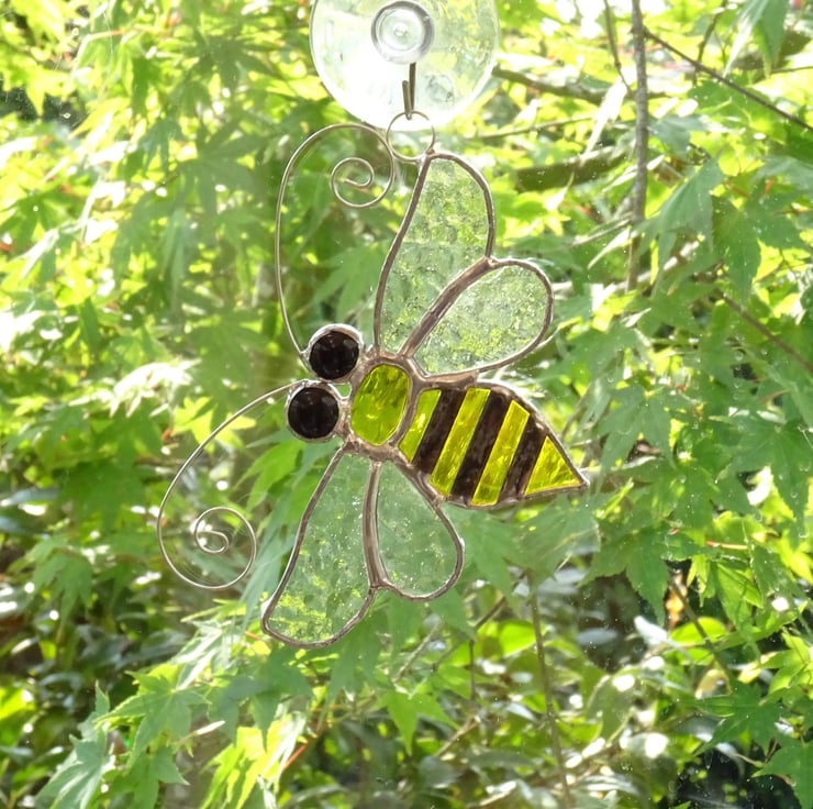 Bee Stained Glass Suncatcher TO ORDER - Handmad... - Folksy