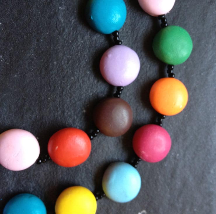 Smarties Beaded Polymer Clay Necklace 18 inch - Folksy
