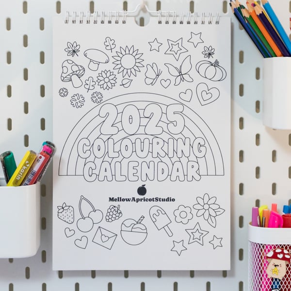 2025 Colouring Wall Calendar with Journal Prompts - Folksy
