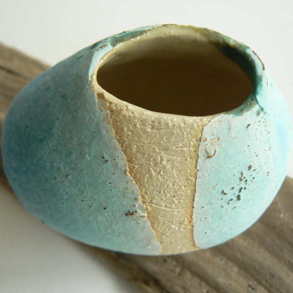 Turquoise Ceramic Pebble Vase - Folksy