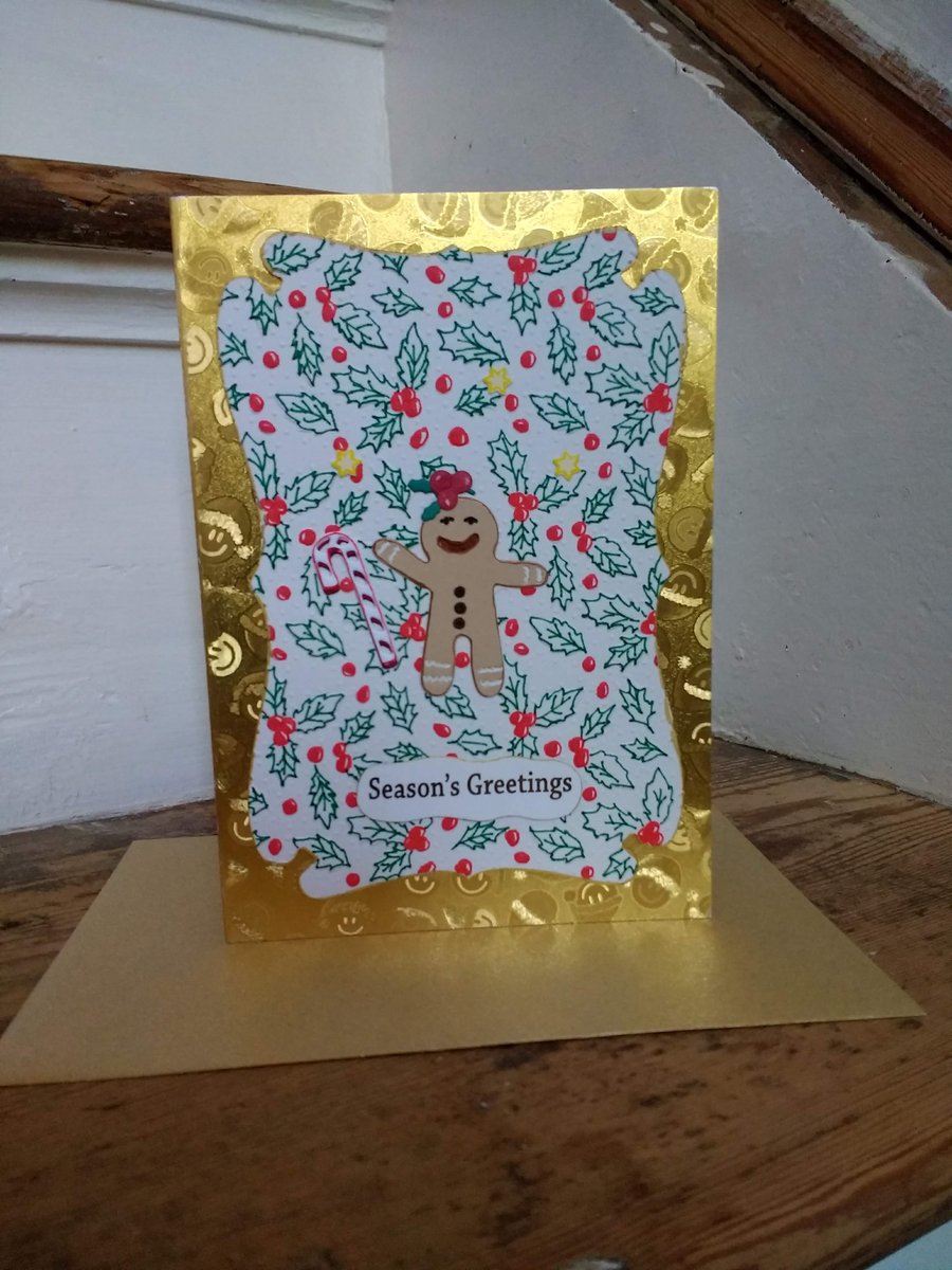 Smiley gingerbread man card - Folksy