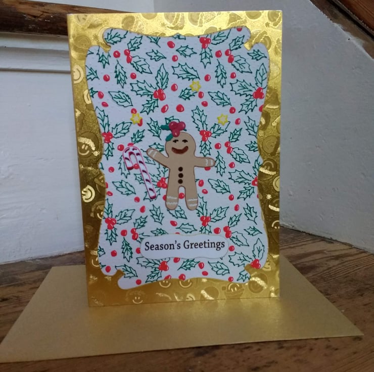 Smiley gingerbread man card - Folksy