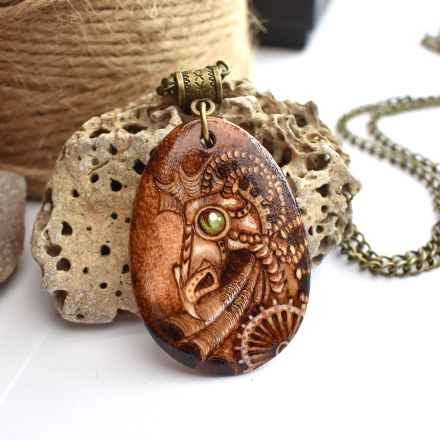 Dragon of steel. Steampunk inspired wooden pyro... - Folksy