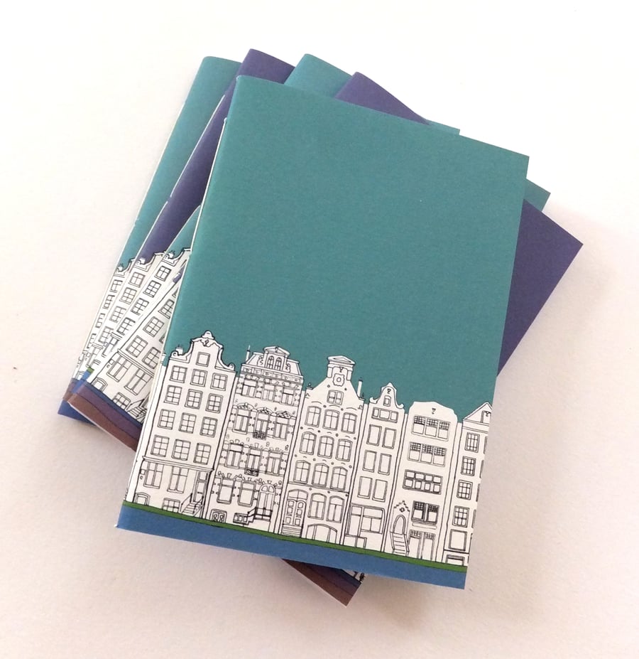 Small Amsterdam Notebook in Dark Teal - Folksy