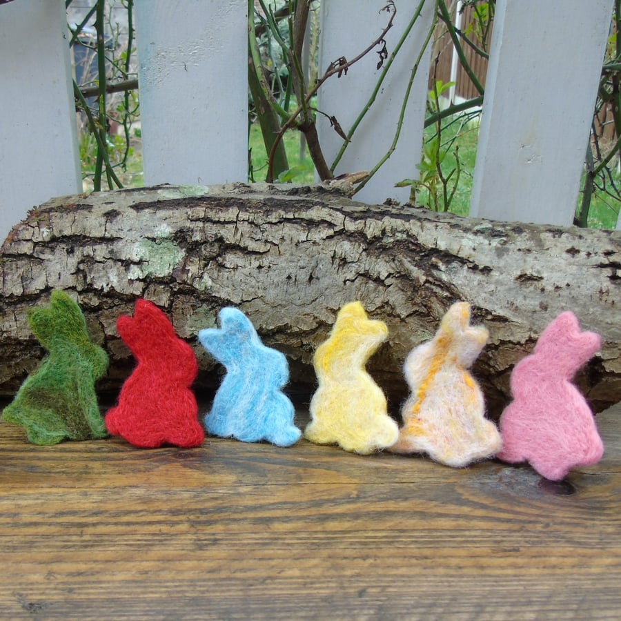 6 Needlefelt rabbits wool rabbit for applique b... - Folksy