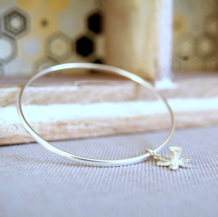 Silver Daffodil Bangle, Spring Bracelet, Welsh ... - Folksy