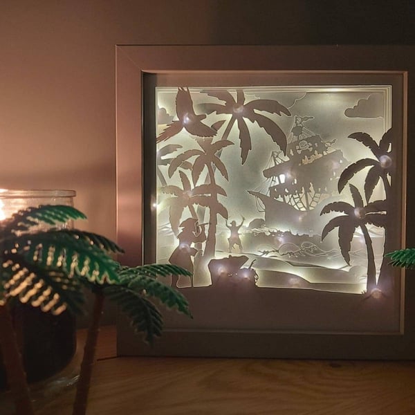 Pirate themed shadow lightbox - Shadowbox - Lig... - Folksy