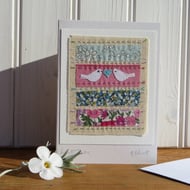 Sweet little hand-stitched card with two doves,... - Folksy