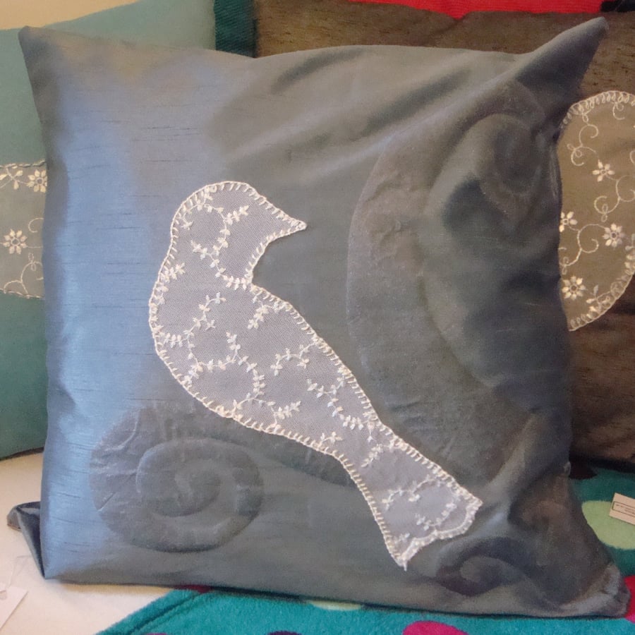 Lace Bird Cushion Cover - Folksy