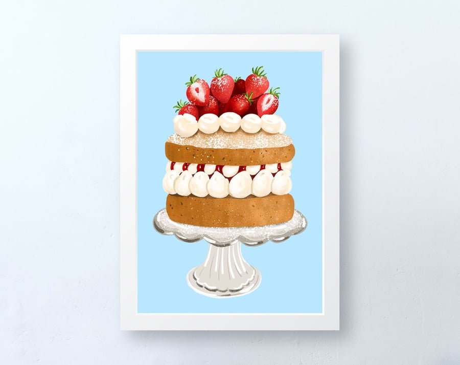 Victoria Sponge Cake A4 Art Print - Folksy