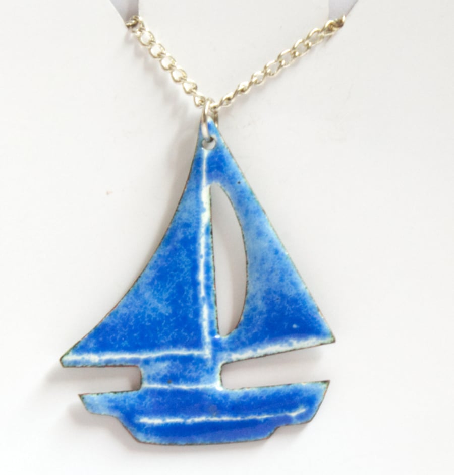 blue boat pendant - Folksy