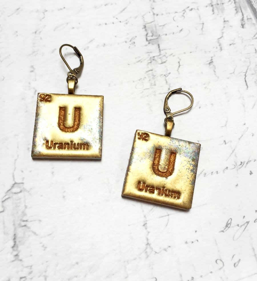 SALE - Chemical Element Uranium scrabble tile w... - Folksy