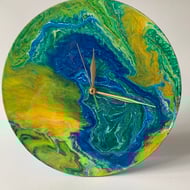 Acrylic Poured Upcycled Wall Clock - Folksy