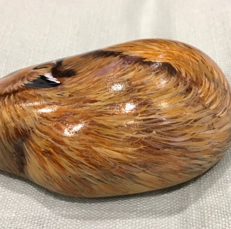 Fox hand painted pebble garden rock art wildlif... - Folksy