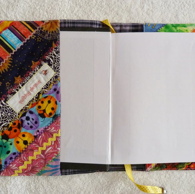 Embellished Patchwork A5 Notebook with Bookmar... - Folksy