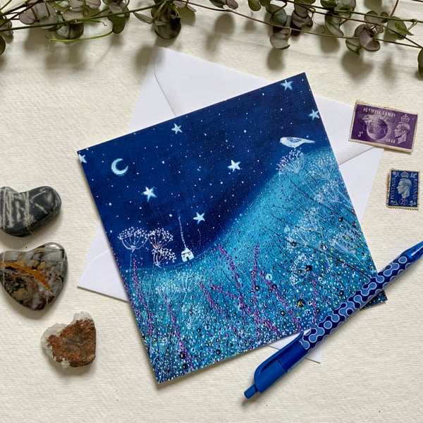 Starry Skies, blank greetings card - Folksy