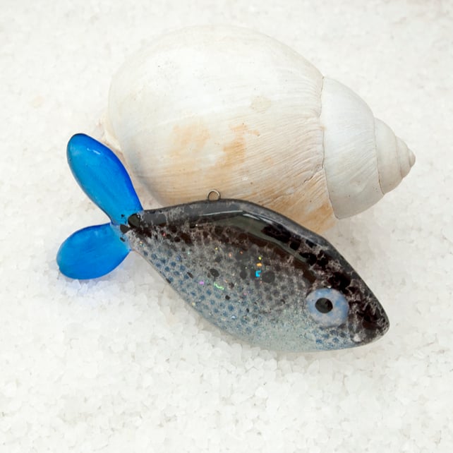 Fused Glass Sparkly Fish Decoration - Folksy