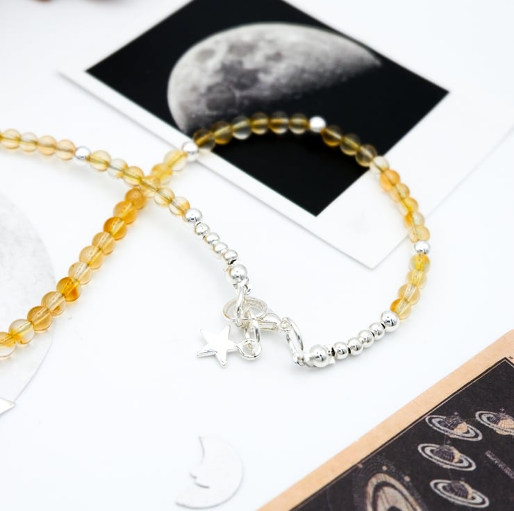 Celestial Citrine Gemstone Beaded Necklace, Cel... - Folksy
