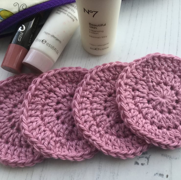 Crochet Reusable Makeup Remover Pads in Pink - Folksy