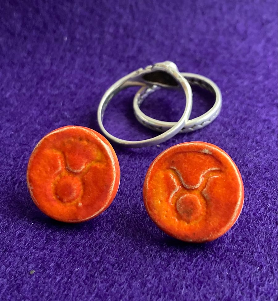Taurus Zodiac Symbol Stud Earrings - Folksy