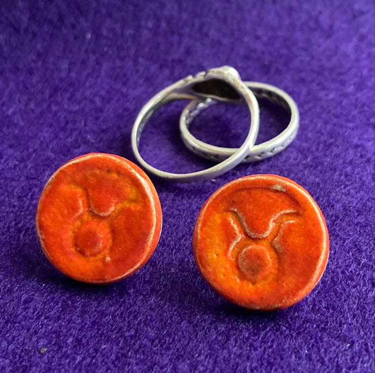 Taurus Zodiac Symbol Stud Earrings - Folksy