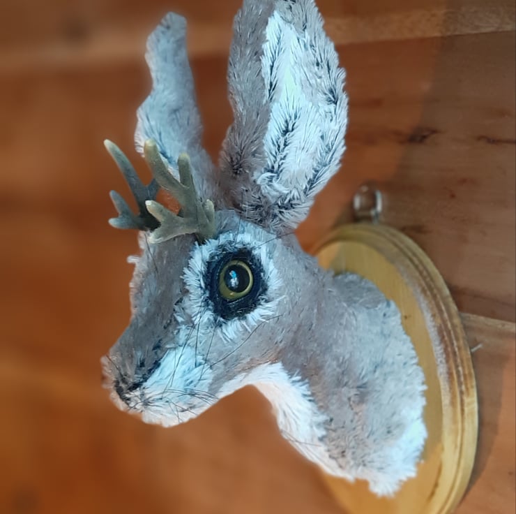 Jackalope trophy head faux fur fauxidermy - Folksy