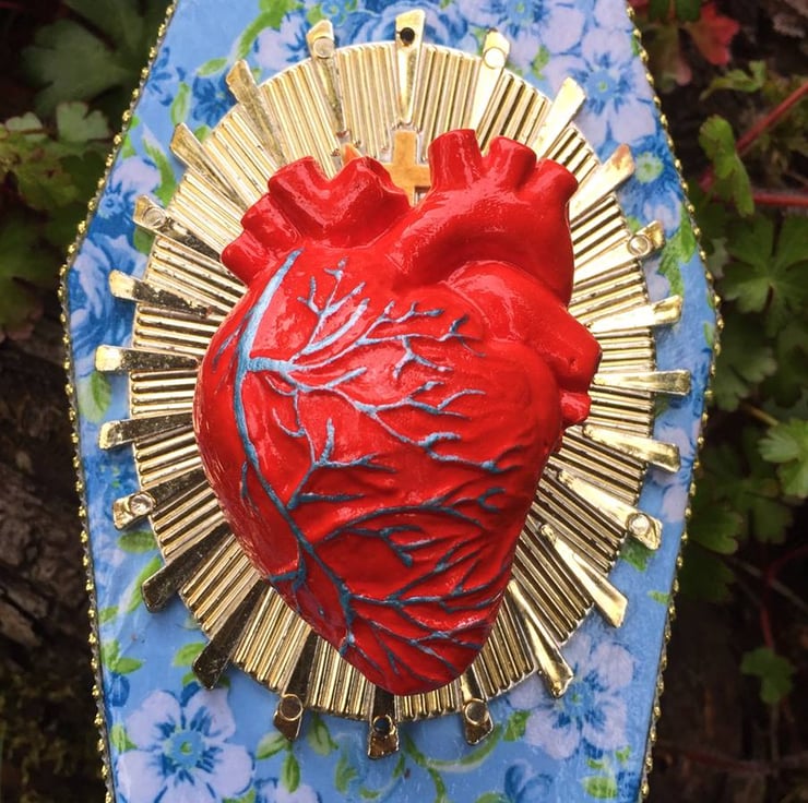 Floral Kitsch Day Of The Dead Sacred Human Hear... - Folksy