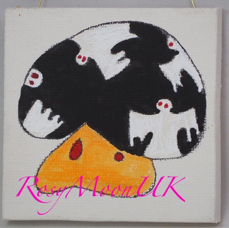 Limited Edition Spooky Toadstool Miniature Canvas - Folksy