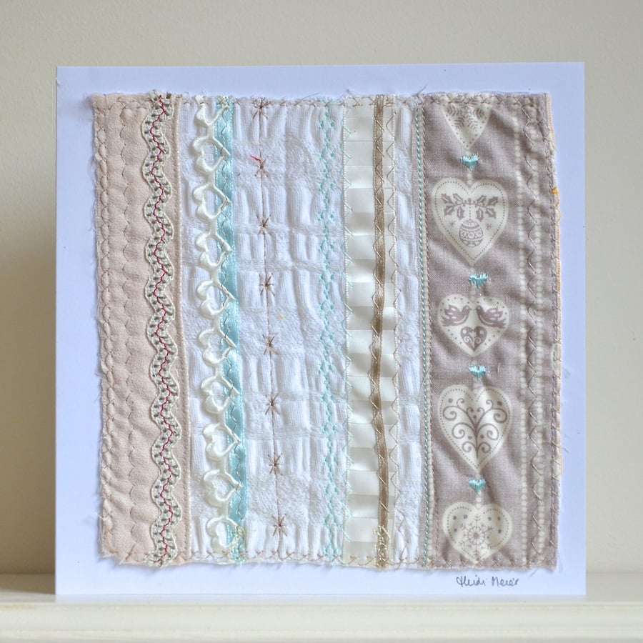 Christmas card - luxury premium embroidered hea... - Folksy