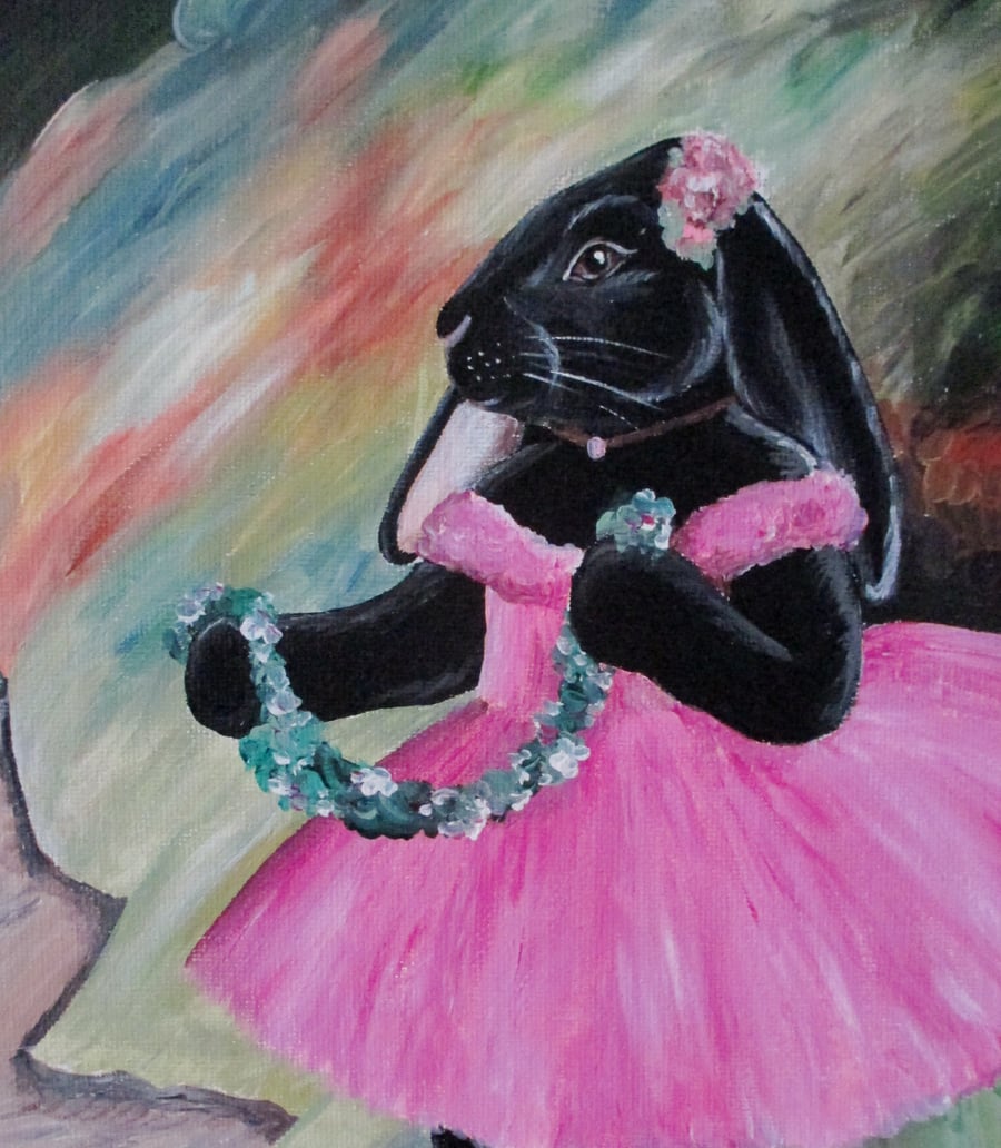 Original Ballet Rabbit Painting Bunny Ballerina... - Folksy