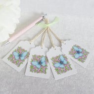 Little Flowers & Blue Butterfly Gift Tags -... - Folksy