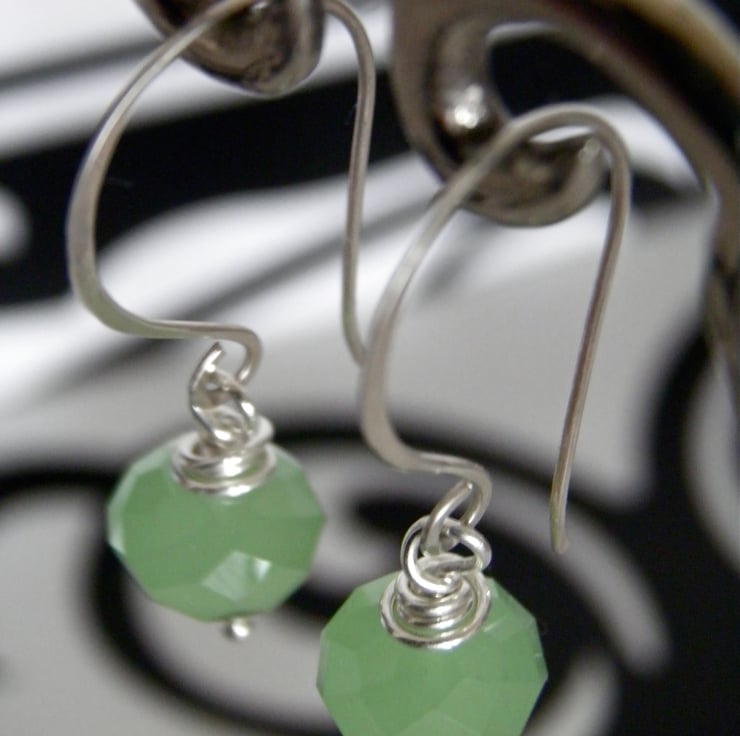 Mint Green Sterling Silver Earrings - Folksy