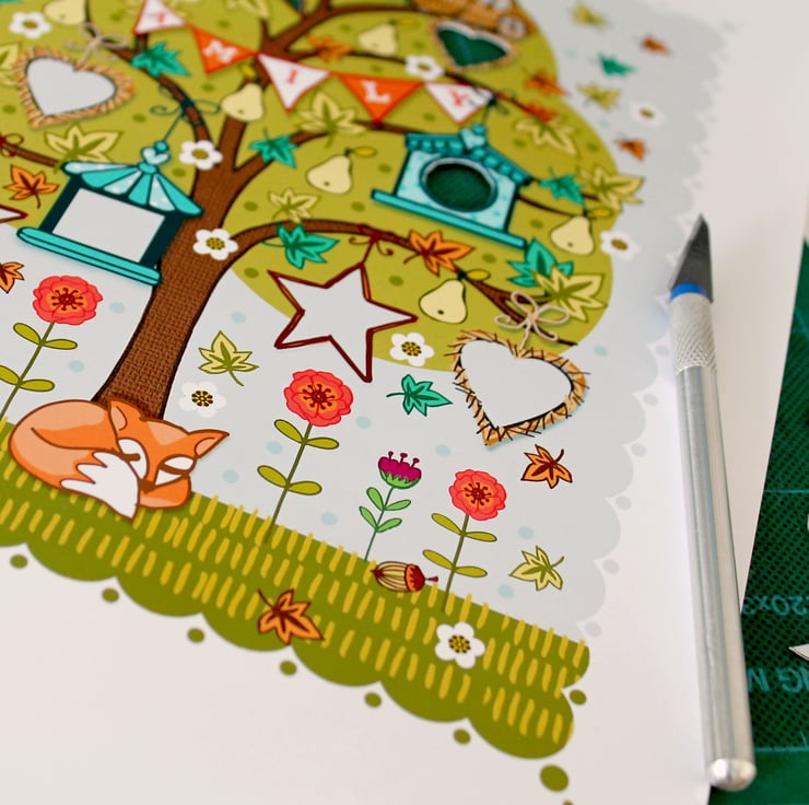 'Autumn Family Tree' - A4 Unframed Print - Folksy