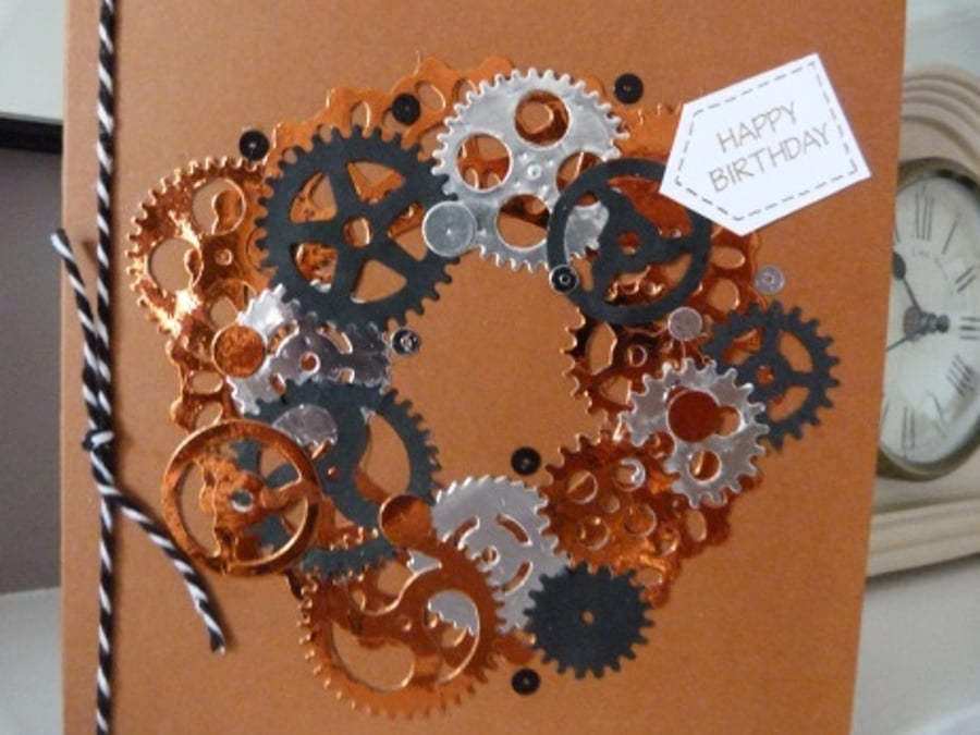 Orange Cog Birthday Card - Folksy