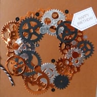 Orange Cog Birthday Card - Folksy