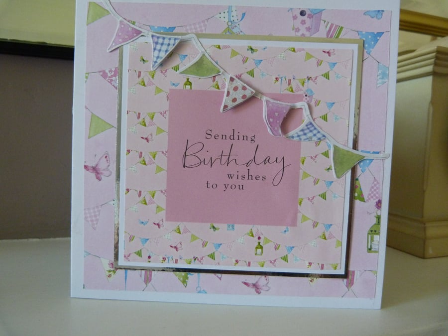 Bunting Happy Birthday Card - Folksy
