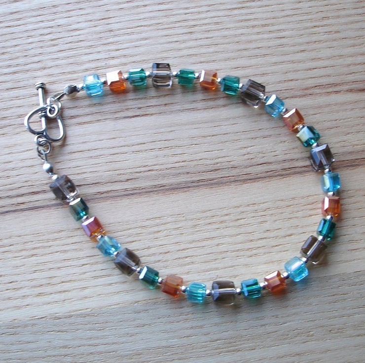 Cute Cubes Glass Bead Bracelet - Folksy