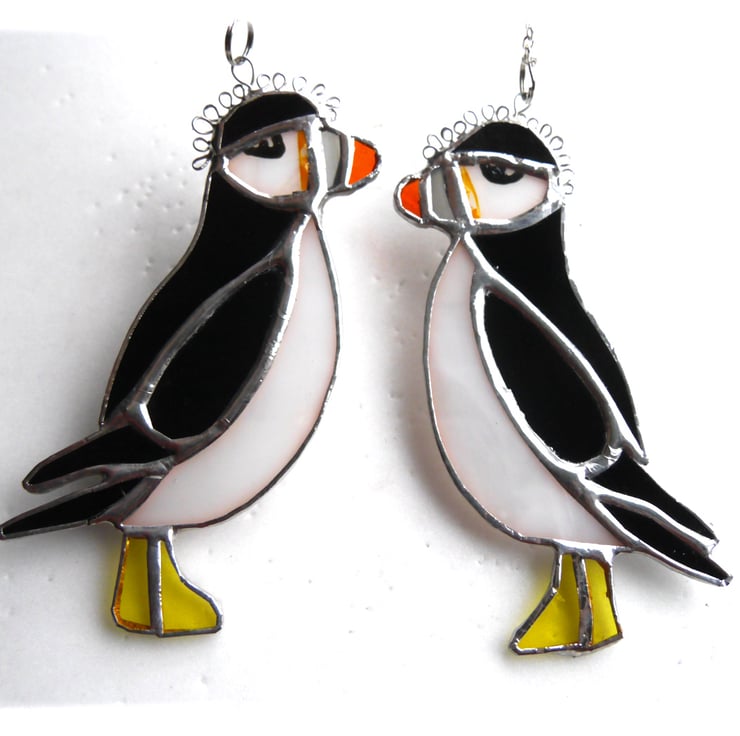 Puffin Bird Suncatcher Stained Glass Handmade B... - Folksy