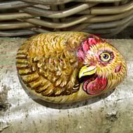 Chicken hand painted pebble garden rock art wil... - Folksy