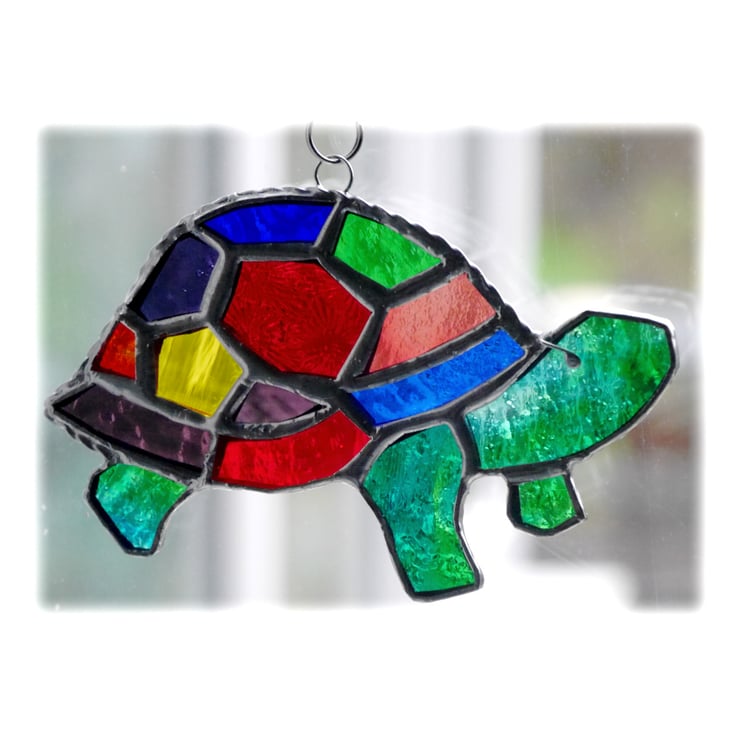 Tortoise Suncatcher Stained Glass Handmade Rain... - Folksy