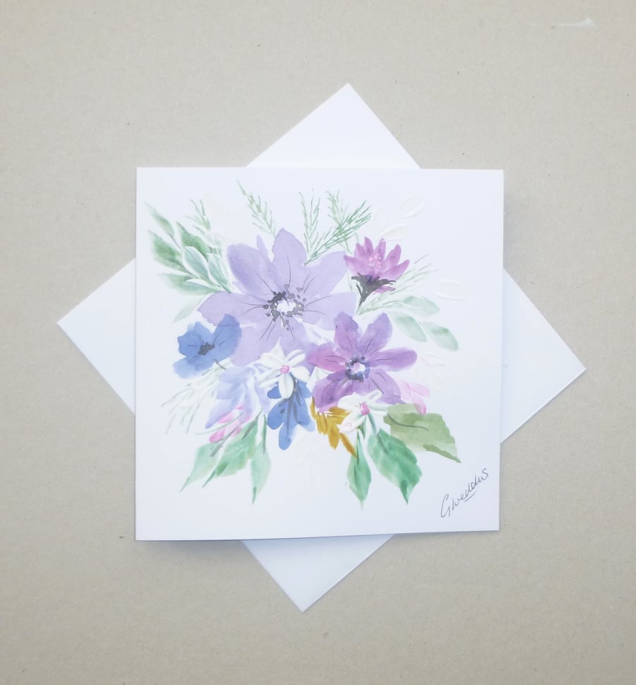 hand painted floral blank greetings card ( ref ... - Folksy