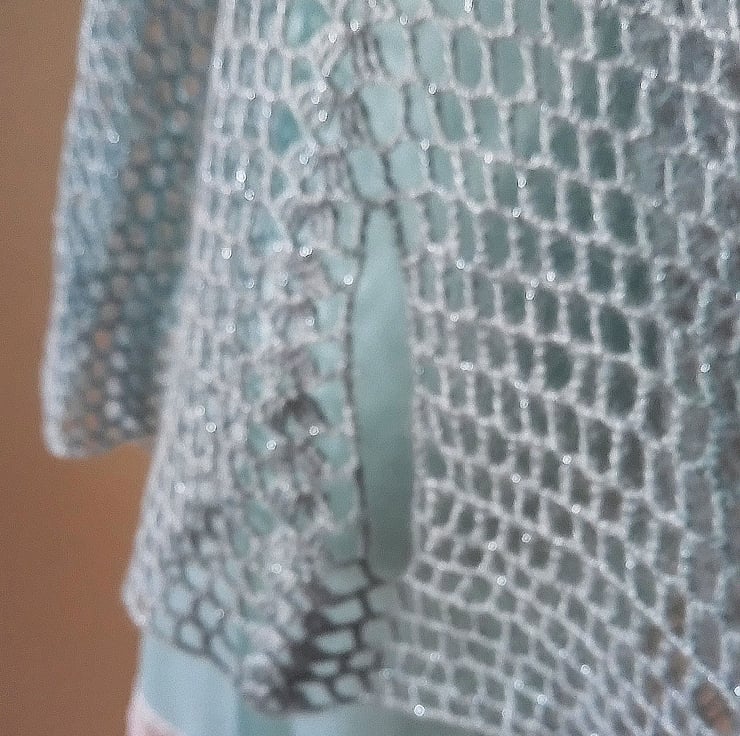 Light blue crochet wedding poncho with flower b... - Folksy