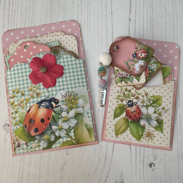 SOLD - Tag Pocket - Set of 2 filled pockets - L... - Folksy