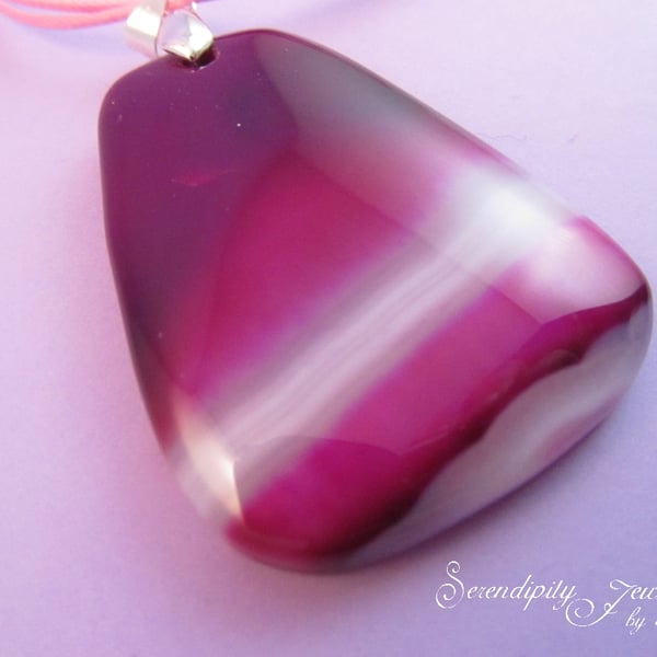 Pink Agate Pendant Necklace, Pink Necklace, Aga... - Folksy