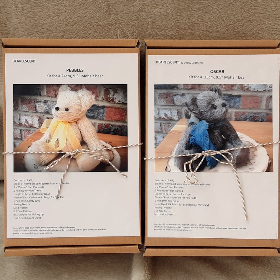 2 x mohair bear making kits, teddy bear craft k... - Folksy