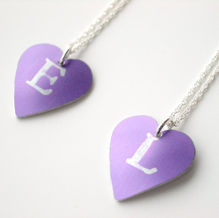 Personalised initial heart pendant necklace - Folksy