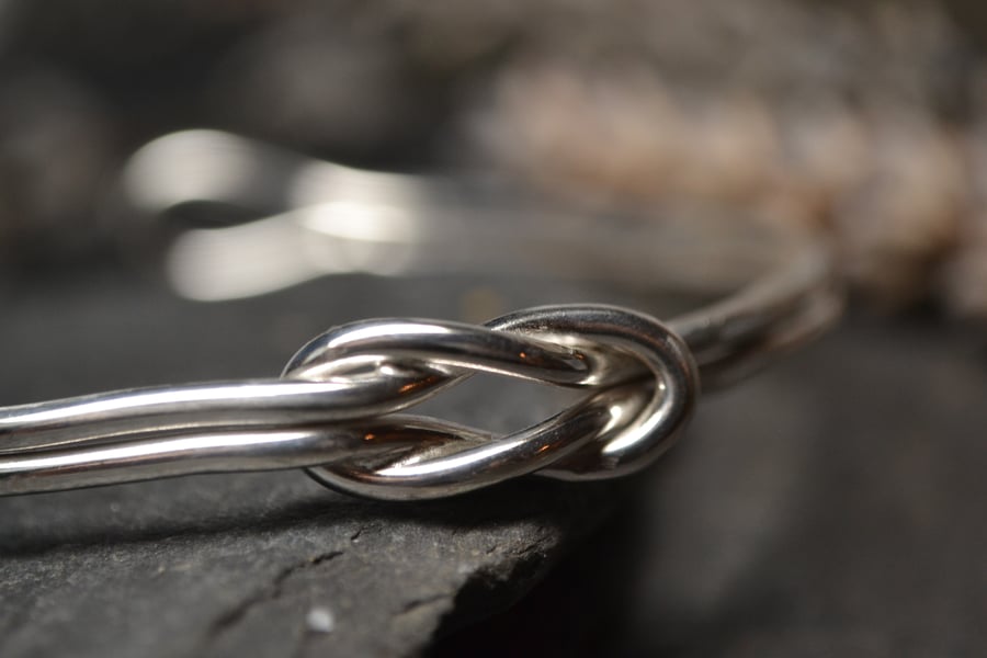 Love knot, infinity knot sterling silver bangle - Folksy